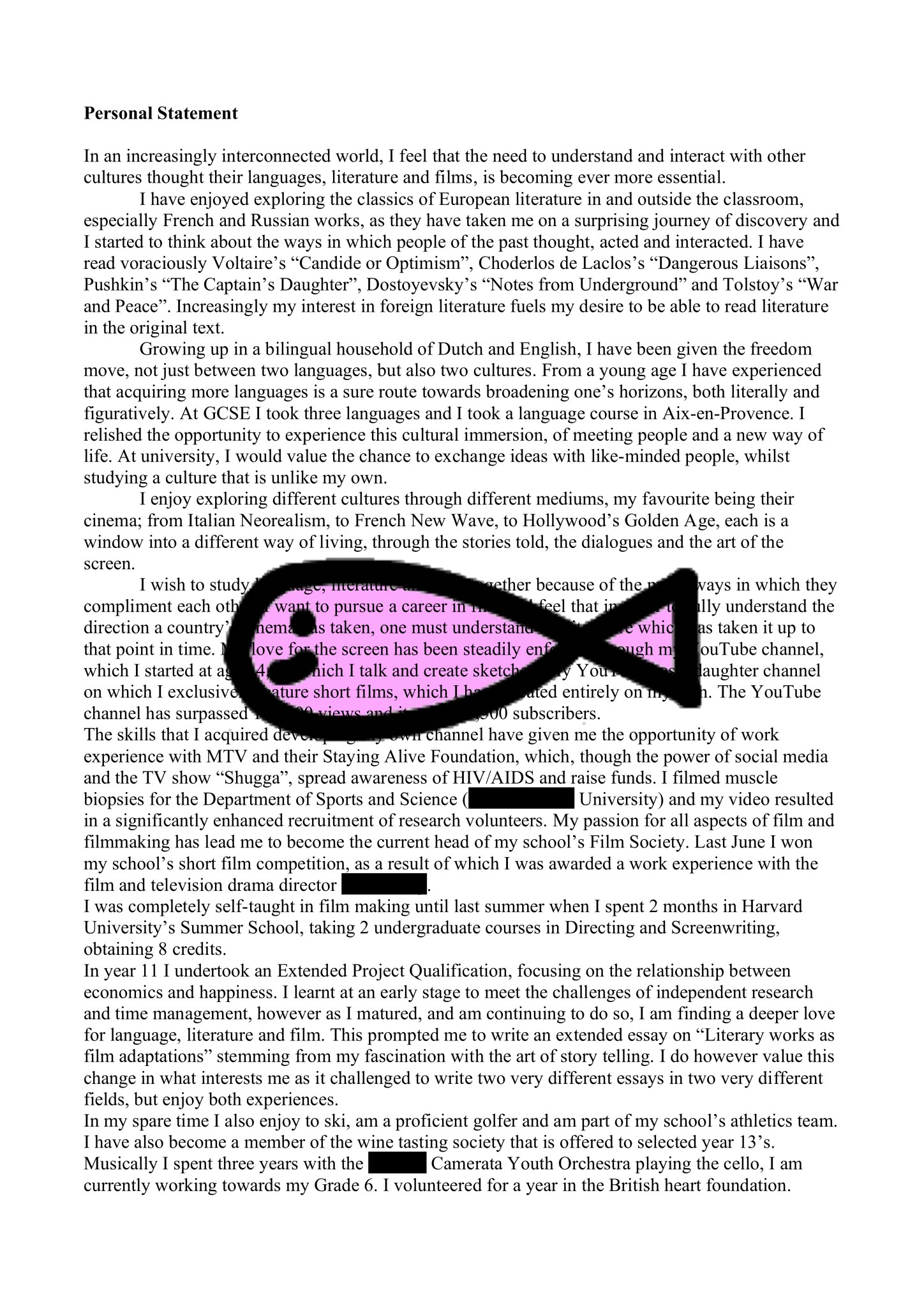 My Undergraduate Personal Statement – EMMA ANGELINE